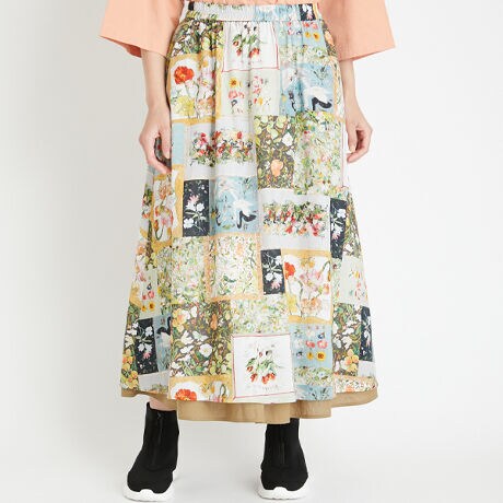 アーティストコラボ80ボイルコットンシフォン「flower patchwork」ptギャザースカート | スーパーハッカ(SUPER HAKKA) | マルイウェブチャネル