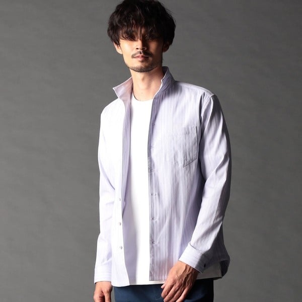 セットアップ対応】麻調 裏メッシュ 切り替え シャツ | 5351プール