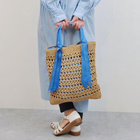 【A4ファイル対応】カシュカシュ 下がりグログランペーパー柄編みトート カゴバッグ | カシュカシュ(cache cache) | マルイウェブチャネル
