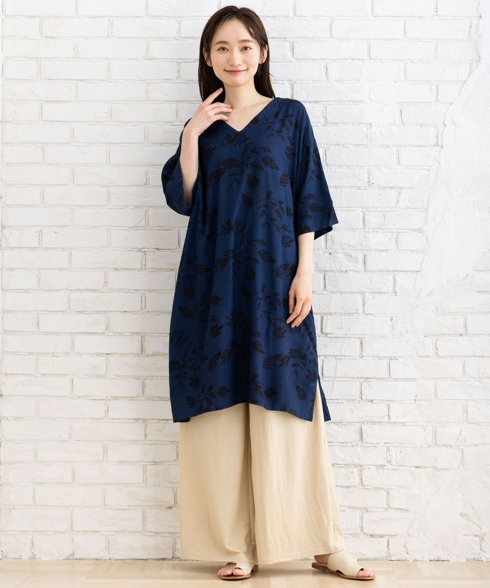 大きいサイズ】 9号・15号(M・3L) コットン起毛サークル刺繍チュニック