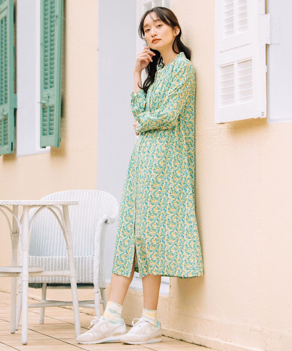 大きいサイズ】21号(6L～) INDESIGN MIXプリントスキッパーワンピース