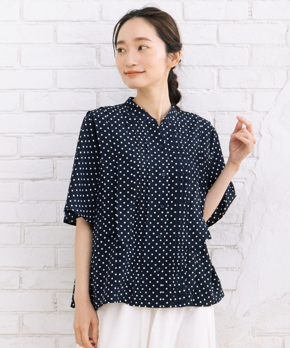 21号(6L～) FONTLAB タックジョーゼットドットブラウス | サブ