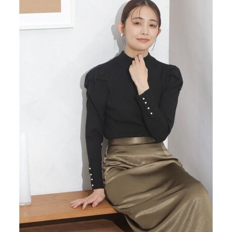 WEB限定／洗濯機洗可パール付パワ－ショルダーニット | ナノユニバース(NANO universe) | マルイウェブチャネル