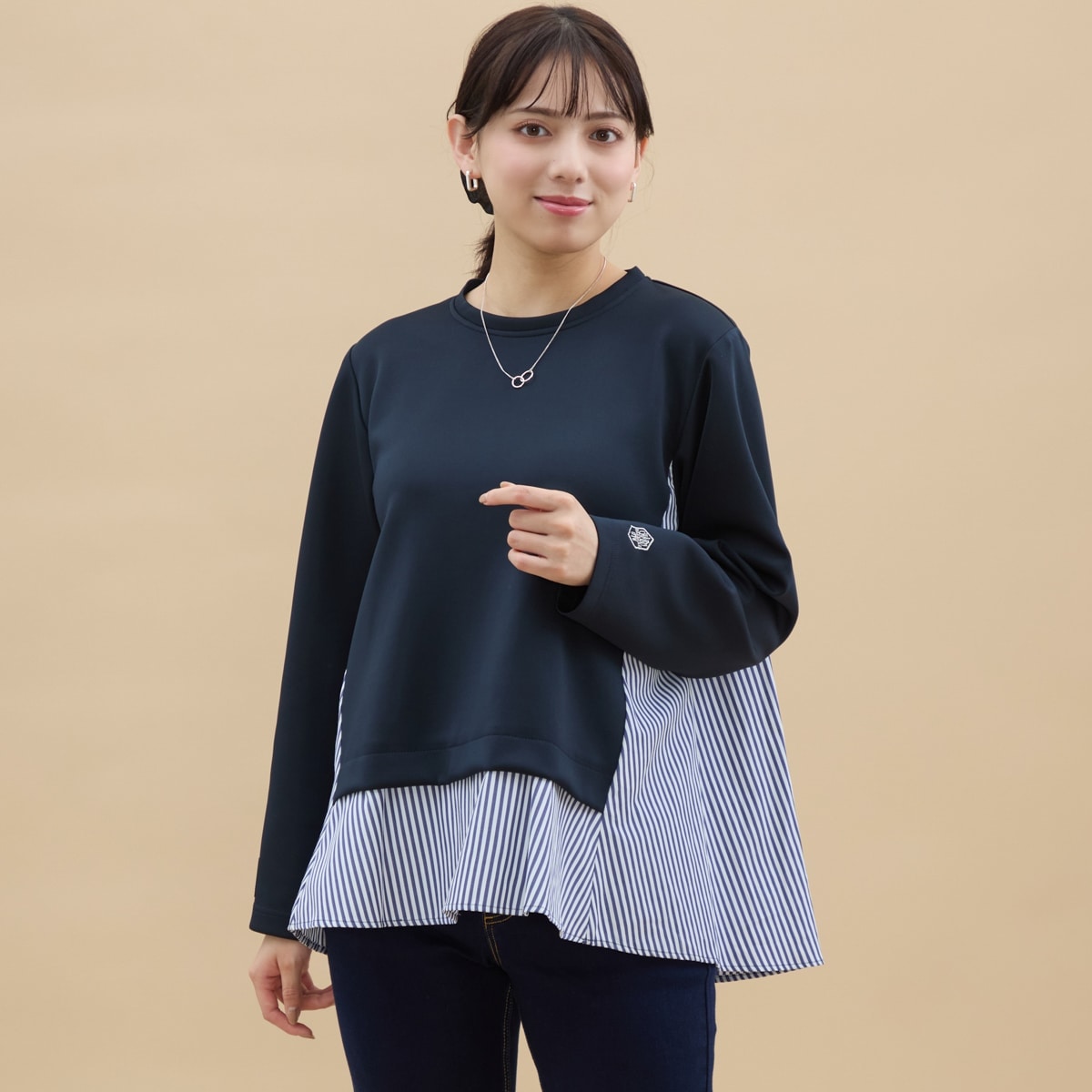 洗える】アップリケギャザーTシャツ | アル・ディ・ラ(AL DI LA