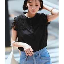 【WEB限定】レースカラーフレンチスリーブブラウス | ビス(VIS) | マルイウェブチャネル