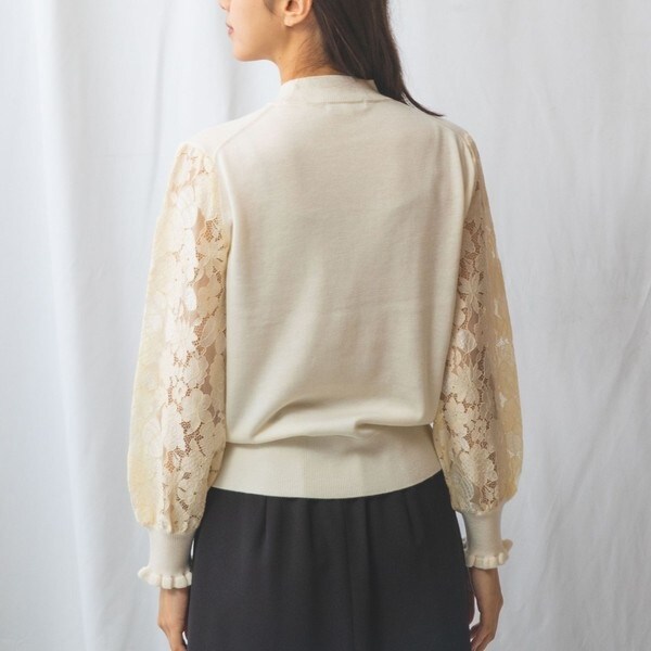 NARACAMICIE】レース袖ニットプルオーバー | ナラカミーチェ