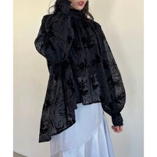 フロッキーフラワーボリュームブラウス | マジェスティックレゴン(MAJESTIC LEGON) | マルイウェブチャネル