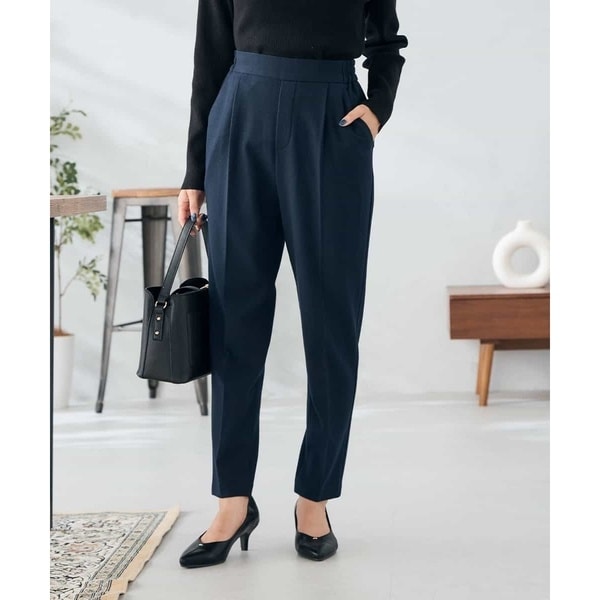 洗える/ストレッチ/セットアップ対応】ダブルクロステーパードパンツ