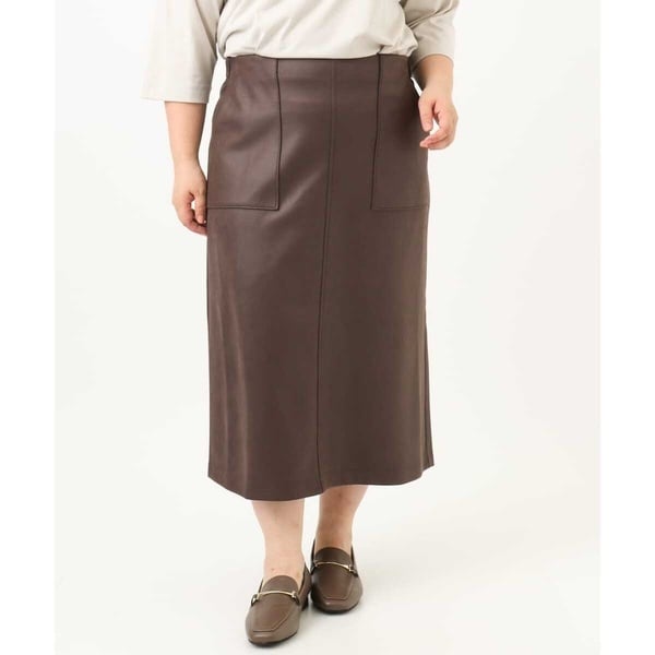 エウルキューブ（eur3）/【大きいサイズ】フェイクレザースカート 大きいサイズ】フェイクレザータイトスカート | エウルキューブ(eur3