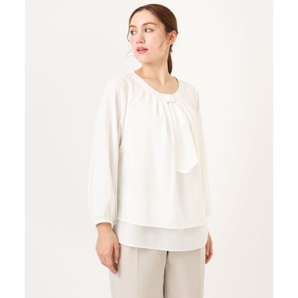 大きいサイズ】フルダルスパンマイクロピーチブラウス≪洗濯機で洗える