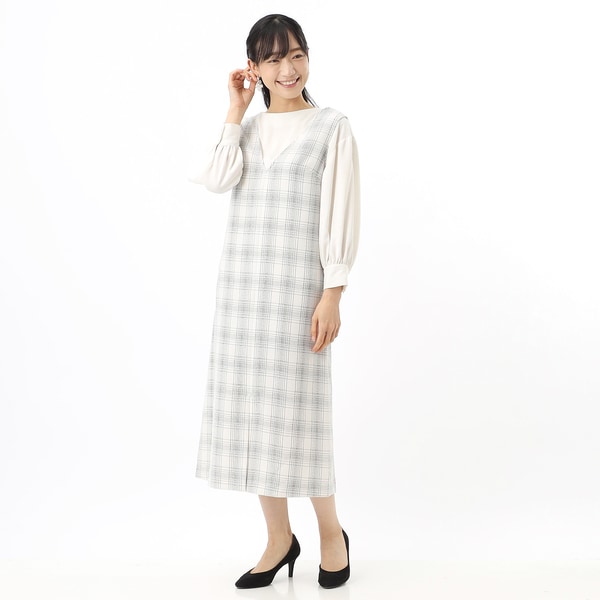 2023春夏新作】ステッチチェックフロントスリットVあきジャンパー