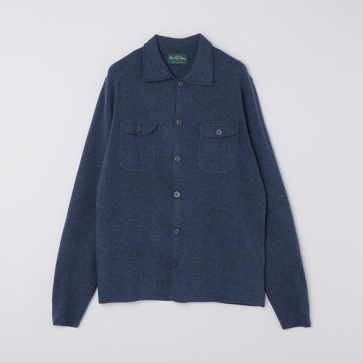 ALANPAINE: ジーロング ウール 12ゲージ 2ポケット ニットシャツ