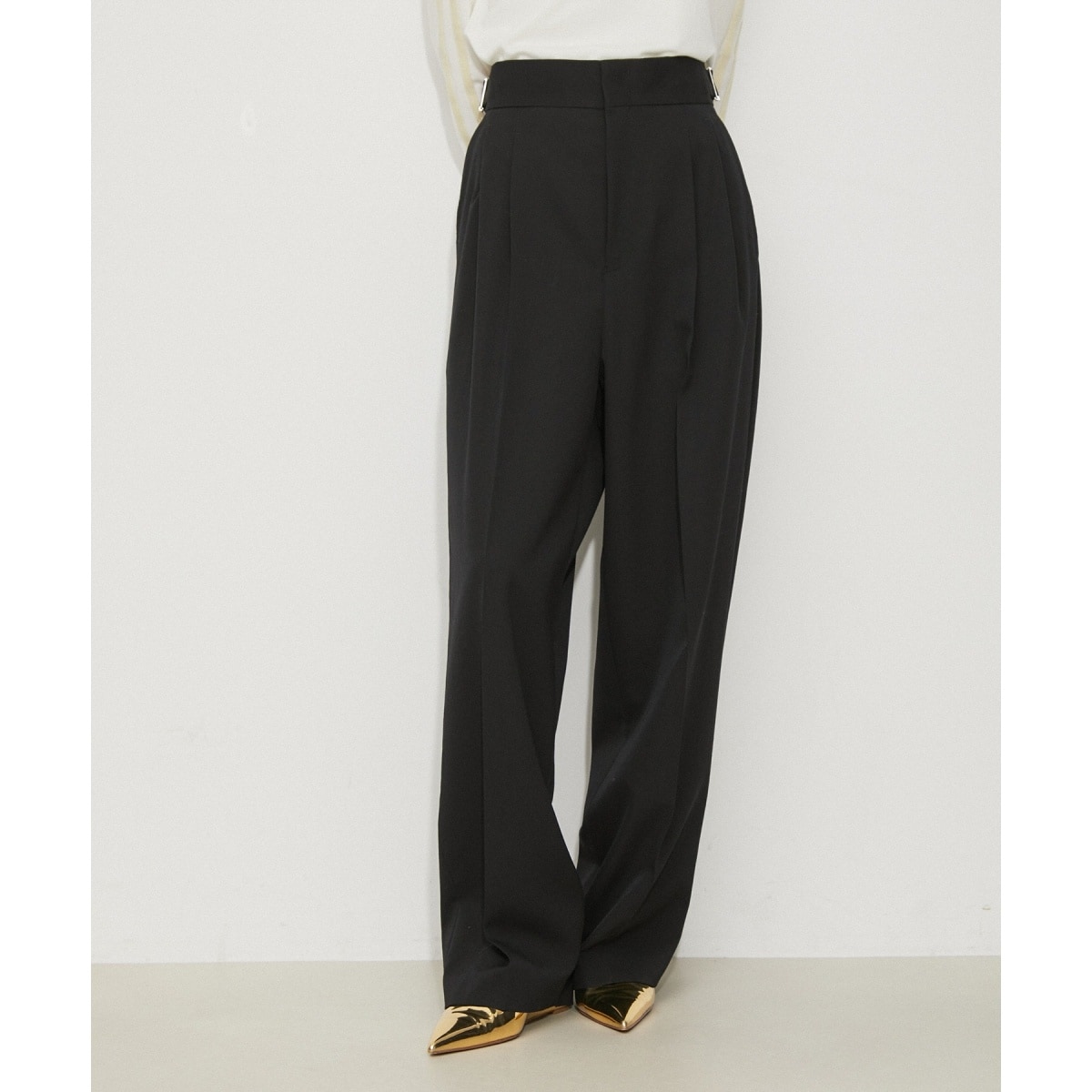 洗える】ウールギャバ2タックワイドスラックス | アダムエロペ(ADAM ET