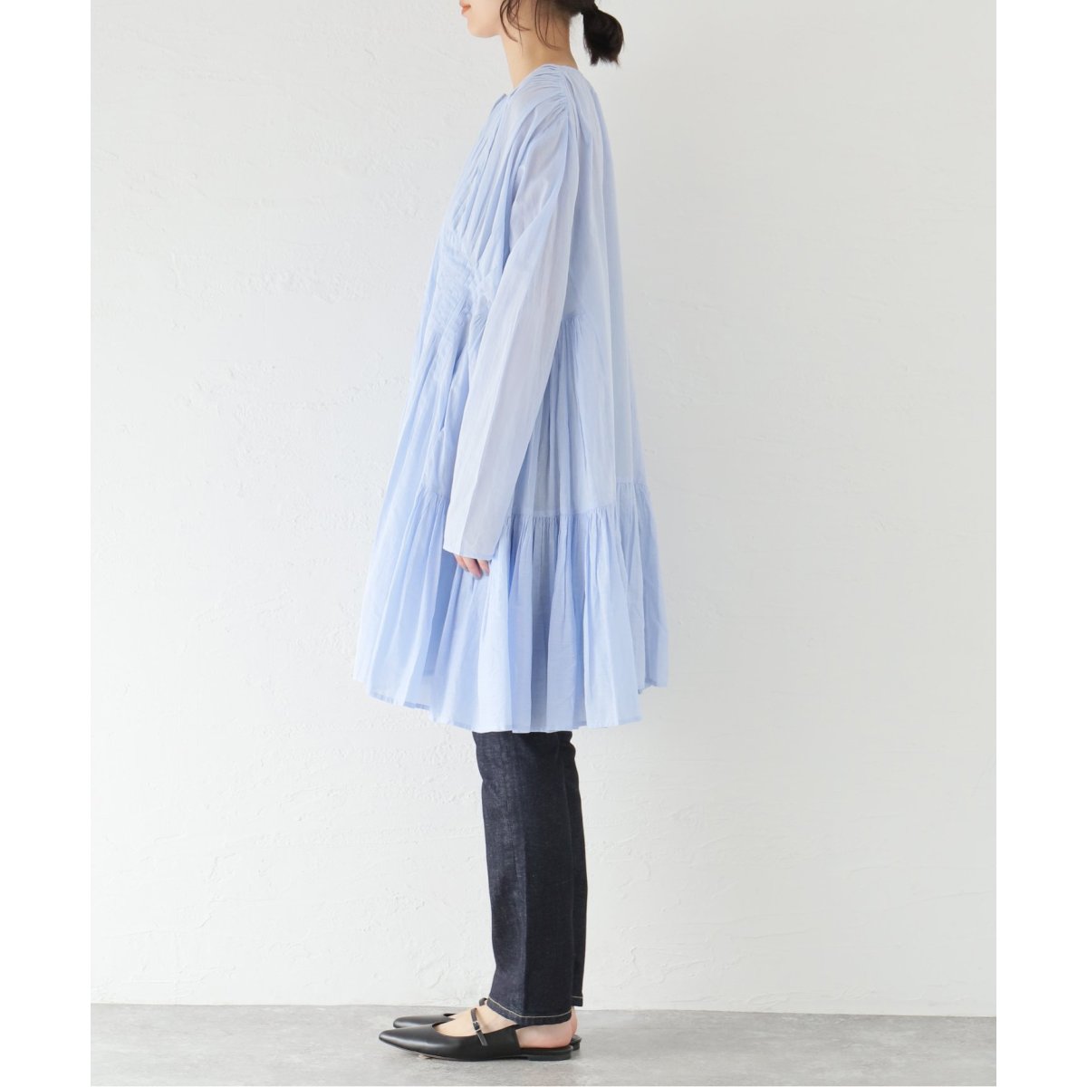 MERLETTE/マーレット】MARTEL PLEATED CHAMBRAY:ワンピース MERLETTE/マーレット】MARTEL PLEATED CHAMBRAY:ワンピース