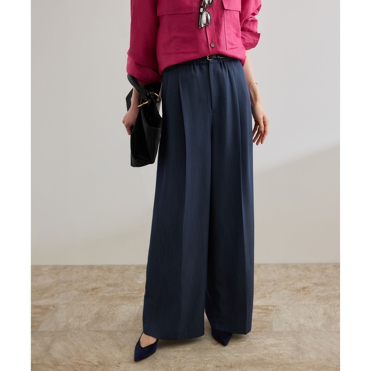 トリアセダブルクロス ストレートワイドパンツ/イージーケア