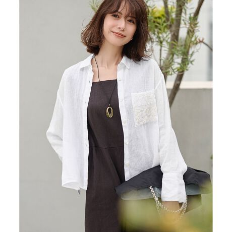 【洗える】LIBECO クロップド シャツ | 23区(23KU) | マルイウェブチャネル