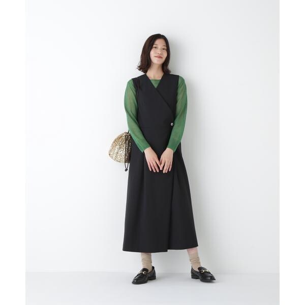 ◇T／TAツイルラップ風ノースリーブワンピース | ヒューマン