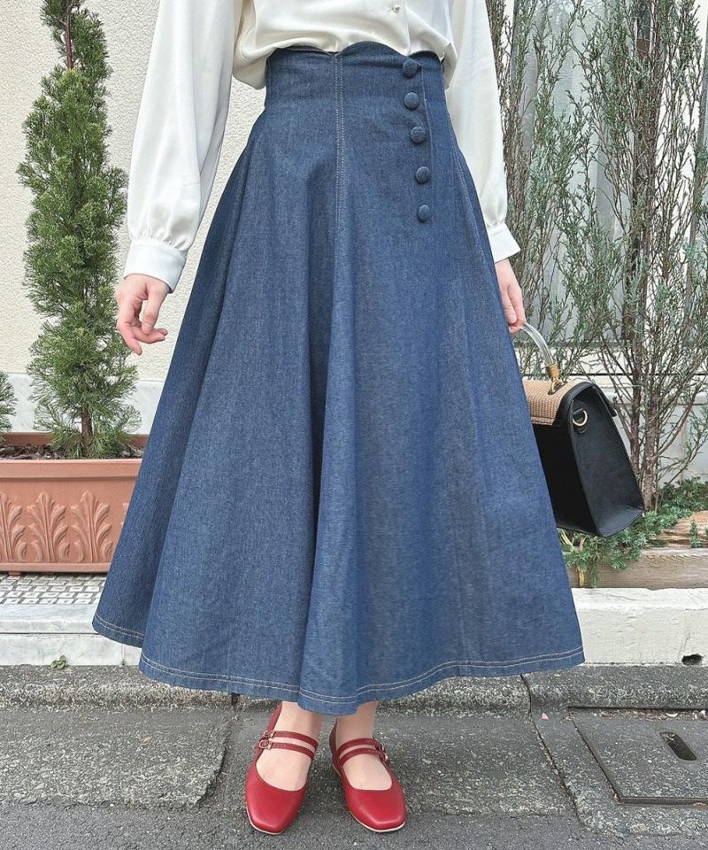 ハイウエストスカラップフレアースカート【洗える】 | アンアナザー