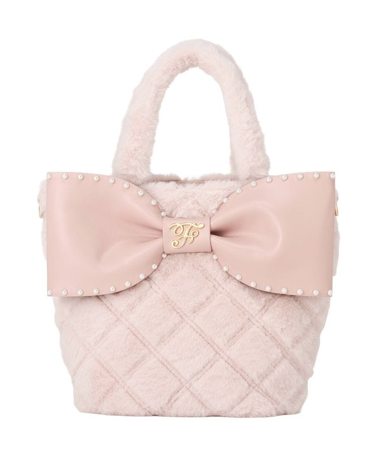 フェイクファーパールリボンラウンドバッグ | メゾン ド フルール