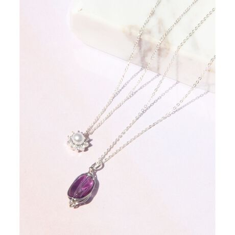 【母の日におすすめ♪】アメジスト×お花ガラスネックレスセット（スターリングシルバー） | マルイウェブチャネル