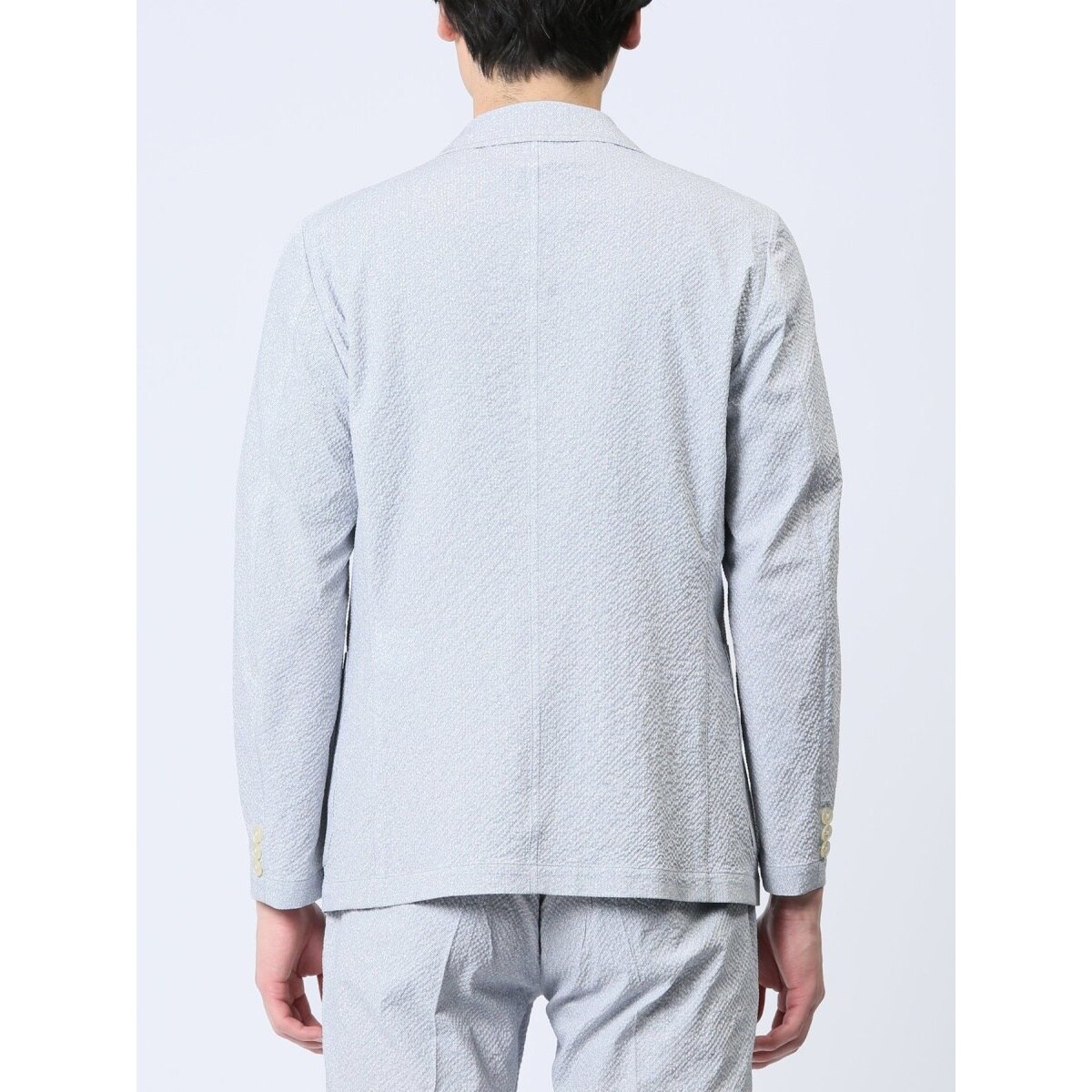 レノマ オム 軽量 2ボタンジャケット プリントライトグレー