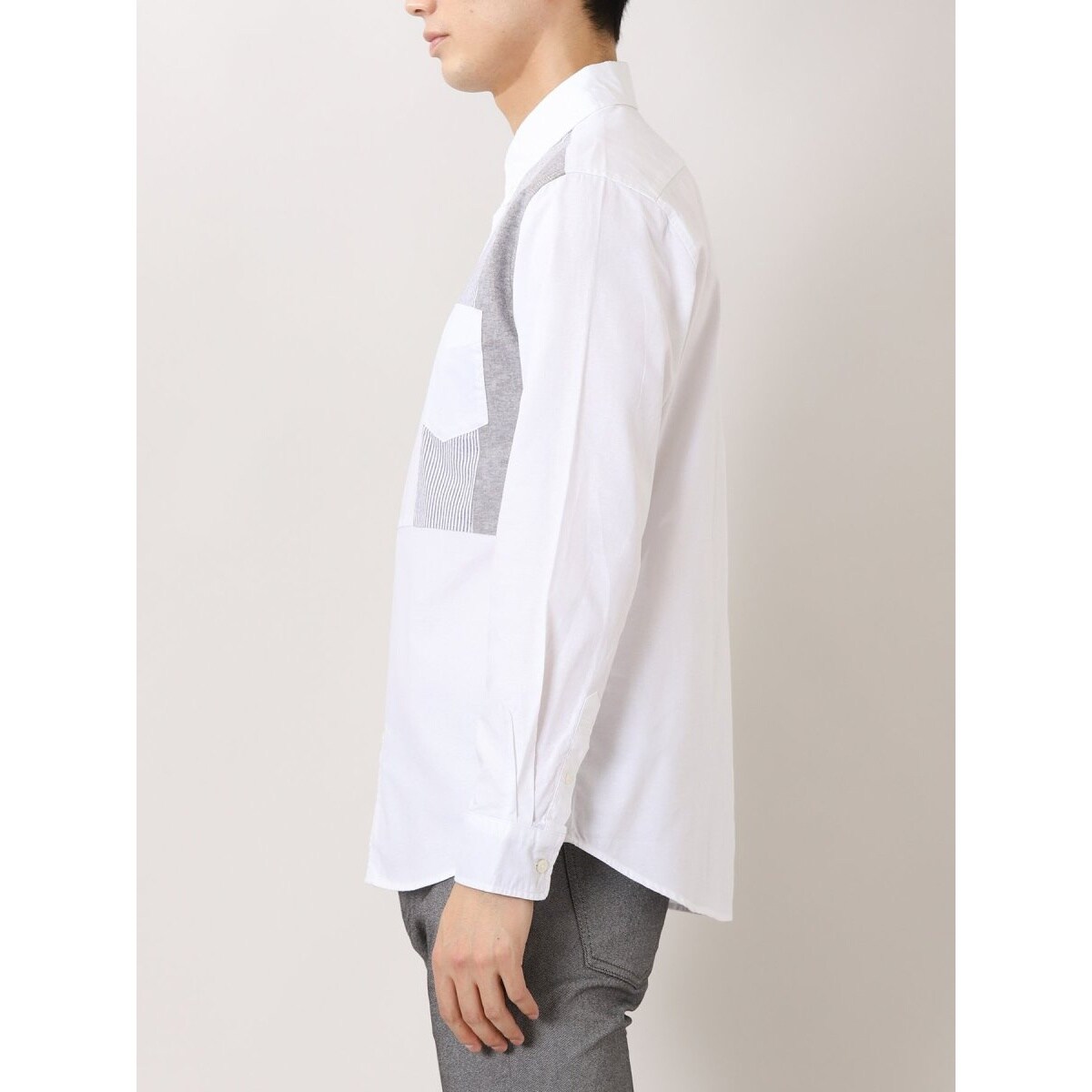 m.f.エディトリアル オックスクレイジー切替 ボタンダウン長袖シャツ