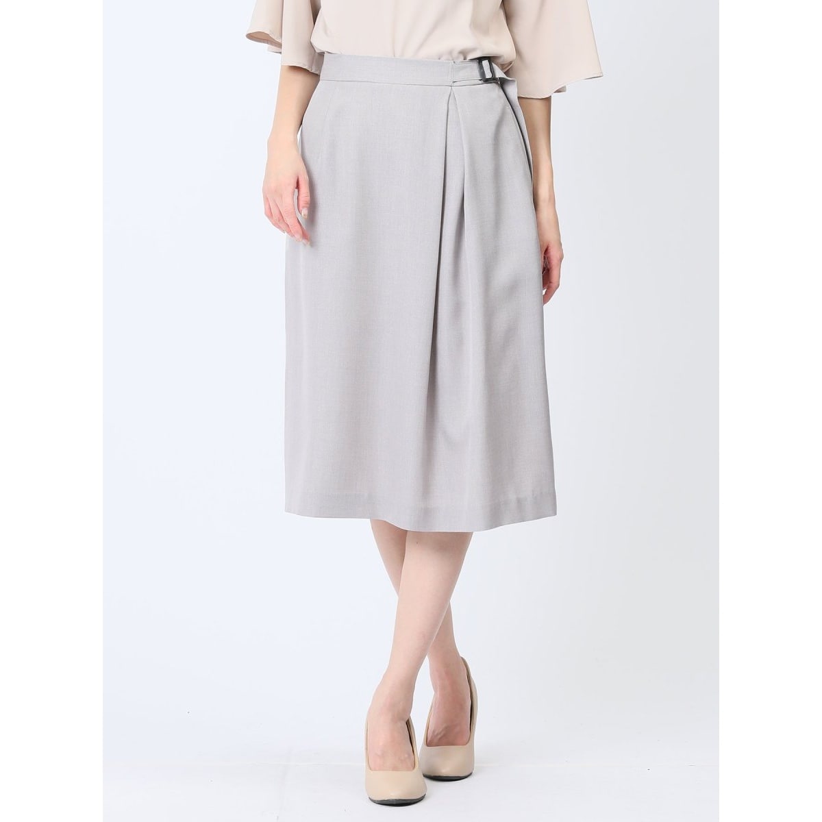 ストレッチ ウォッシャブル】m.f.エディトリアル フレアースカート 茶