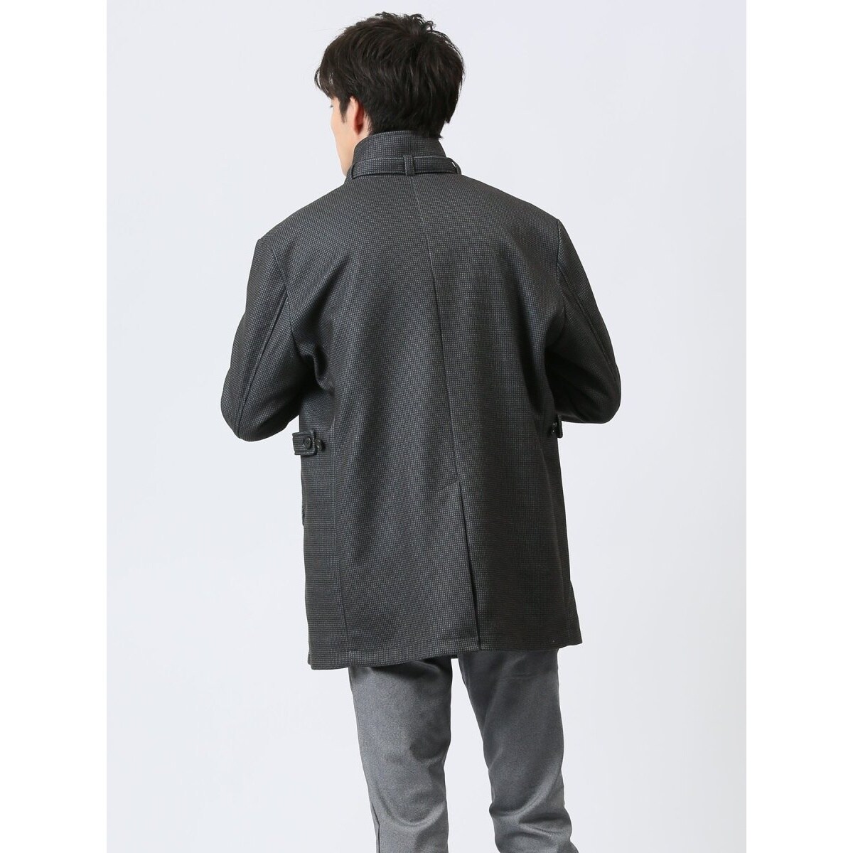 表地ストレッチ】 ニットメルトン 衿ベルト スタンドコート | m.f.