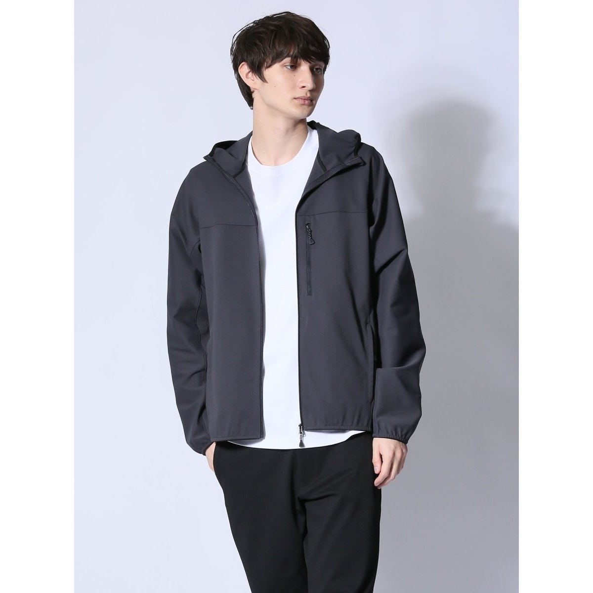 m.f.エディトリアル 軽量メッシュ 2ボタンジャケット チェック紺