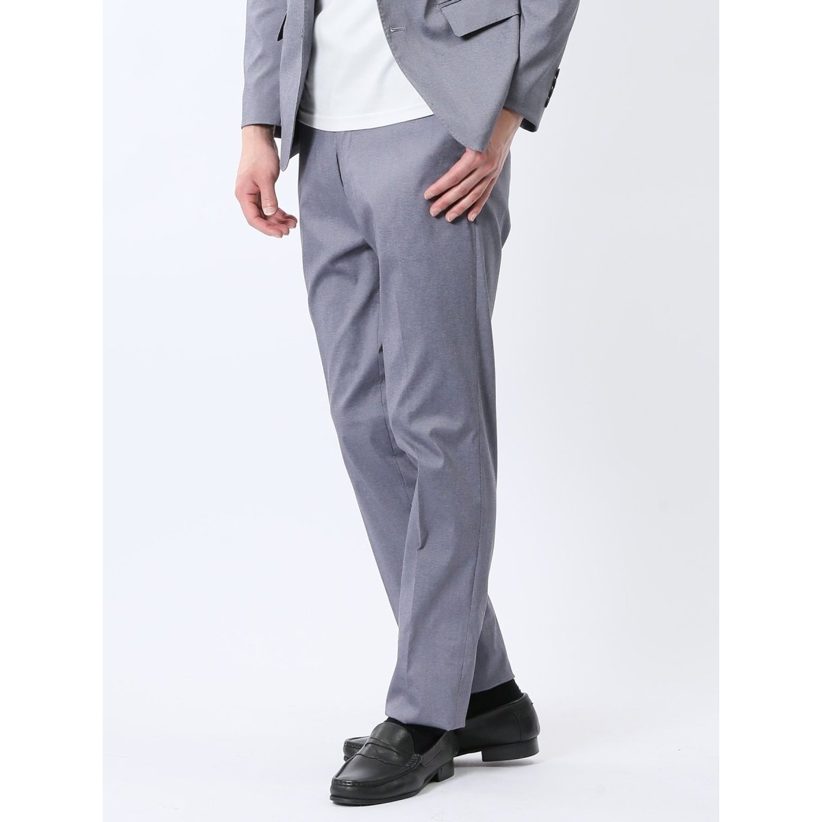 m.f.エディトリアル リッチベロア スリムスラックス 紺(セットアップ