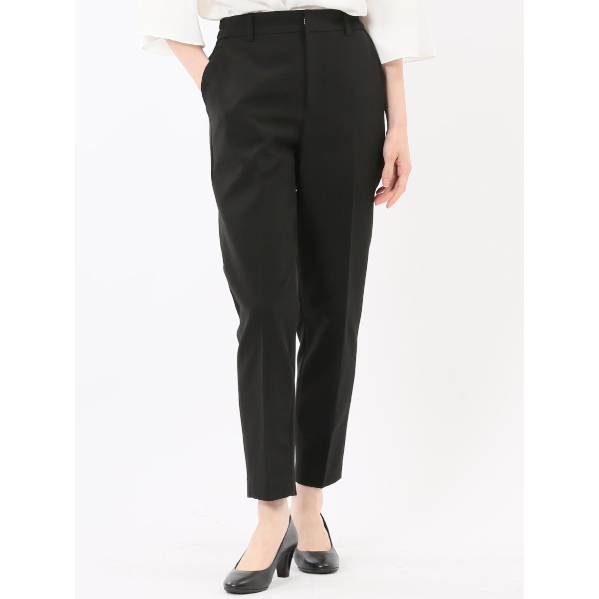 ストレッチ ウォッシャブル】m.f.エディトリアル テーパードパンツ 茶