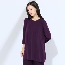 【M～4L/セットアップ可】ドレープカットソーラインストーンTシャツ | リリアンビューティ(Liliane Burty) | マルイウェブチャネル