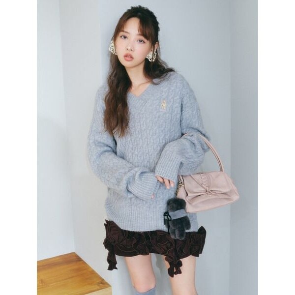 WEB限定カラー】Lily Bearケーブルニットミニワンピース WEB限定カラー】Lily Bearケーブルニットミニワンピース