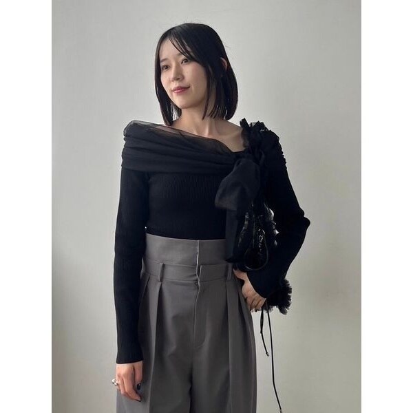 2wayチュールコンビオフショルニット | フレイ アイディー(FRAY 2wayチュールコンビオフショルニット | フレイ アイディー(FRAY
