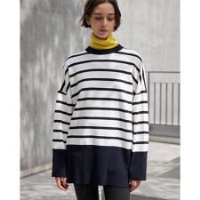 大きいサイズ ハイツイストコットンボーダーニット Ined イネド Ined 7124170828 ファッション通販 マルイ