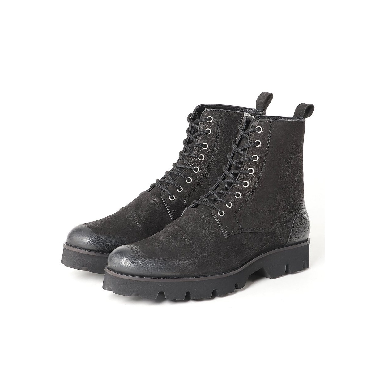 セマンティックデザイン リアルレザー 8ホールドレープブーツ