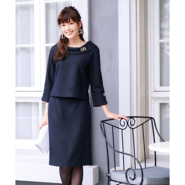 お受験スーツ／ウール混紡濃紺スーツ／面接／レディース（メアリーココ