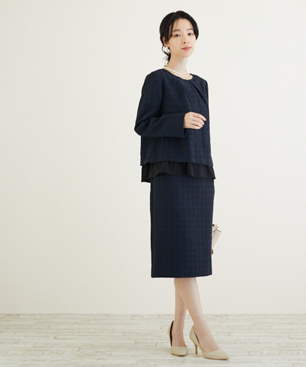 セレモニースーツセットアップ/手洗い可能】ツイードトップス