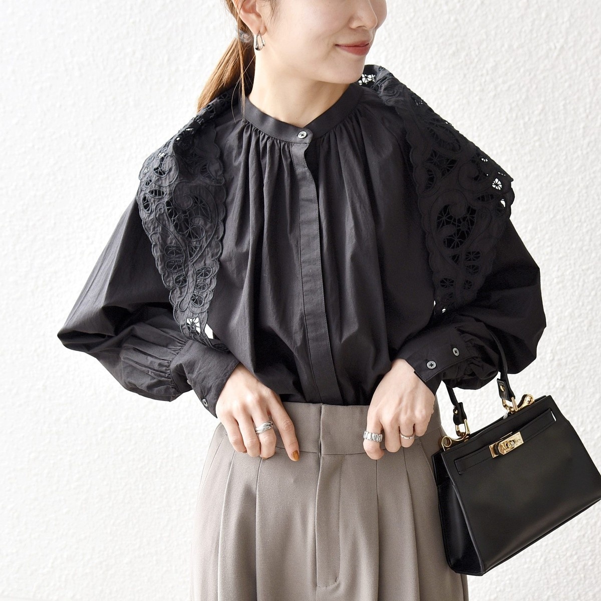 SHIPS any:〈手洗い可能〉フラワーレース エンブロイダリー シアー