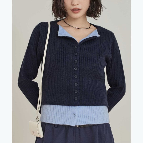 サマーニット】配色ツィード調丸首カーディガン | カールパークレーン