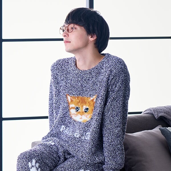 メンズ】ランダム猫足跡 モールヤーンジャカードロングパンツ | ポール