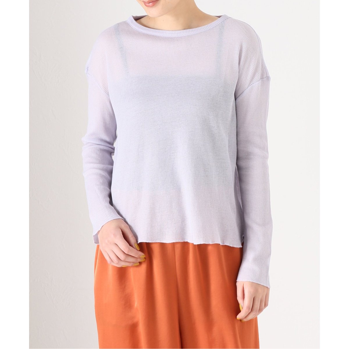 エミリーウィーク/【amiu．c/アミュー シー】ガーゼワッフル クルーネックロングスリーブ◆ amiu.c/アミュー シー】ガーゼワッフル クルーネックロングスリーブ