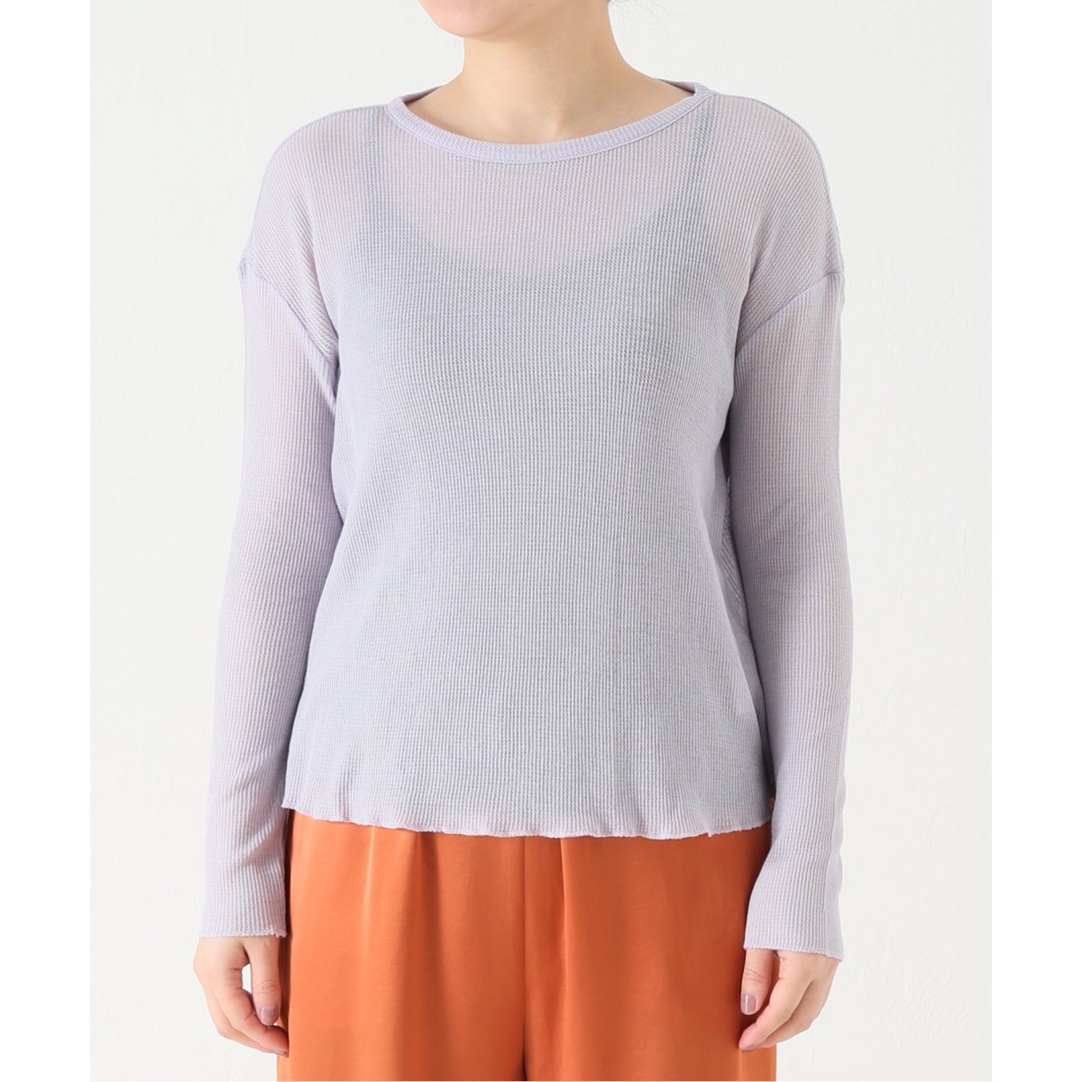 amiu.c/アミュー シー】ガーゼワッフル クルーネックロングスリーブ