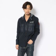 TYPE BLUE／ギンガムチェック デニムコンビ フーデッドシャツ／GINGHAM CHECK D | アヴィレックス(AVIREX ...