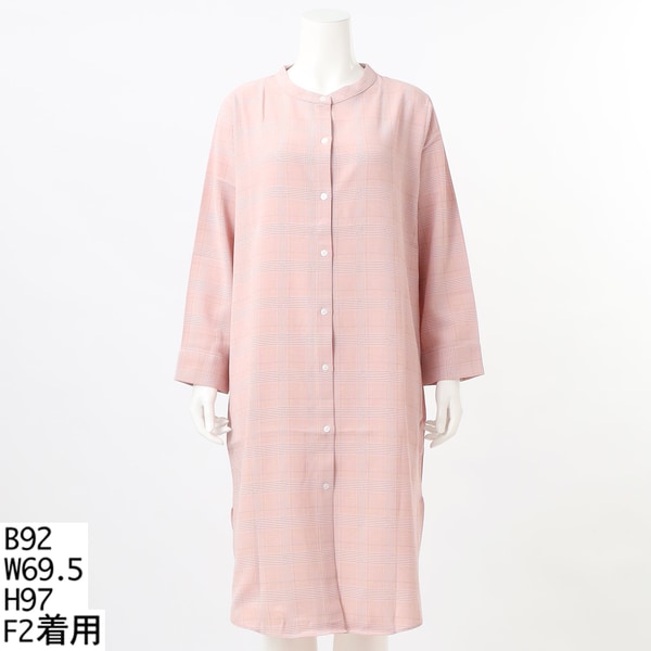 大きいサイズレディース】グレンチェックシャツワンピース