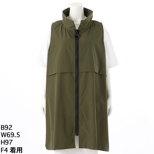 大きいサイズレディース】ビッグファスナーデザインジップロングジレ