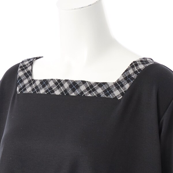 大きいサイズレディース】スクエアネックウールガーゼチェック＆ポンチ