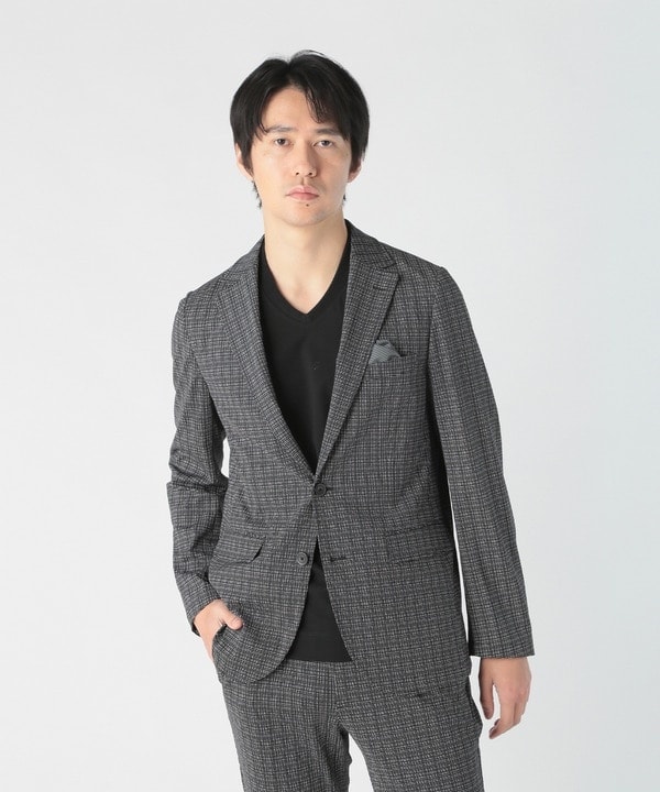 T/Rポンチジャージ素材 ウィンドウペン柄ジャケット | クラウデッド