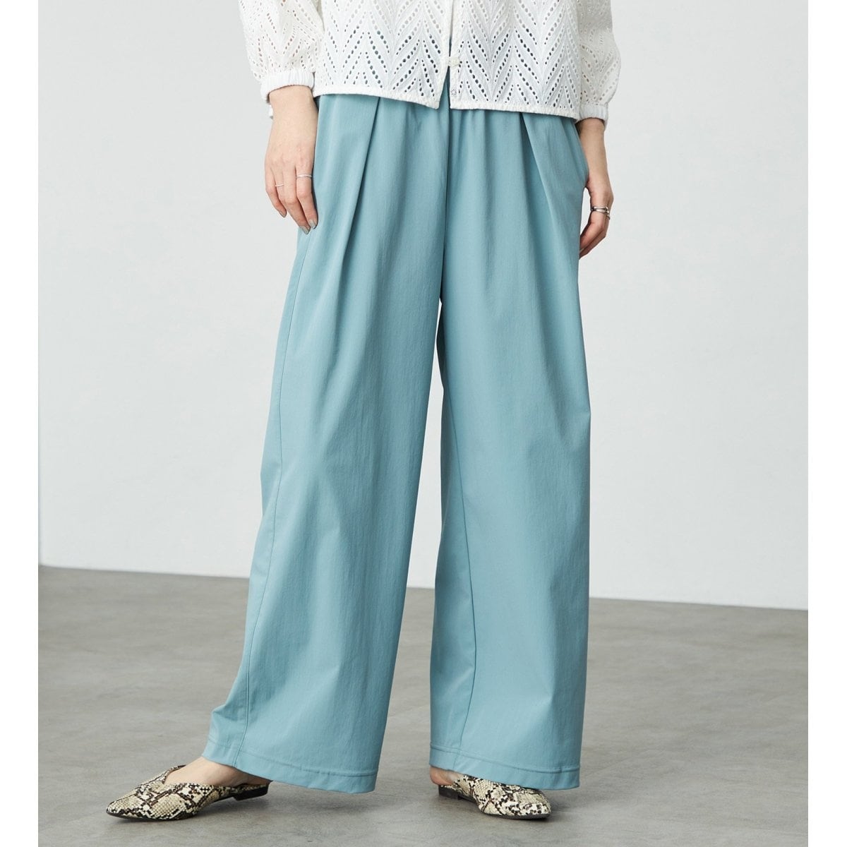 SOMETHING ウエストゴムSLテーパードパンツ【UVカット・冷感・防シワ