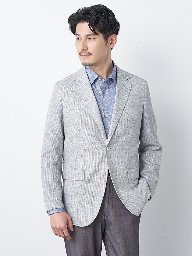 リネンブレンドバーズアイジャケット | エレメント オブ シンプル